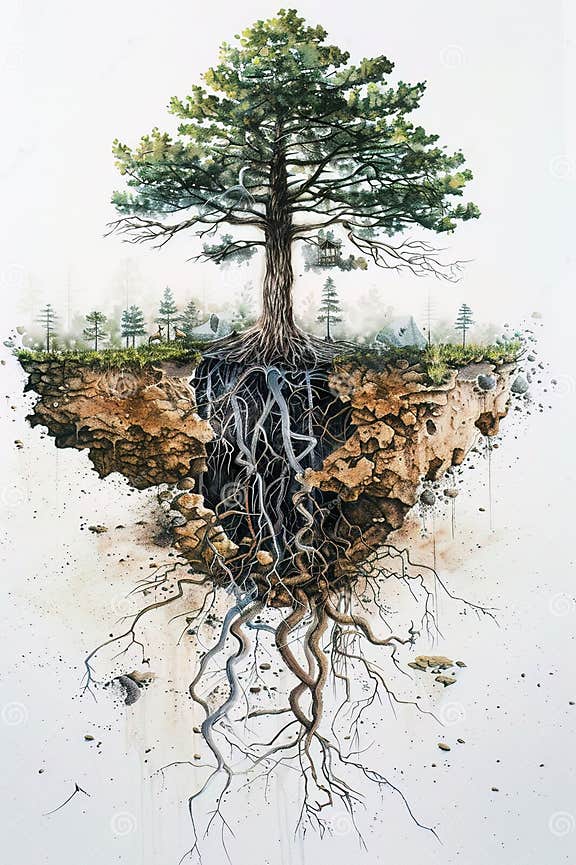 Roots Intertwined with the Foundations of the Earth Drawing Up the ...