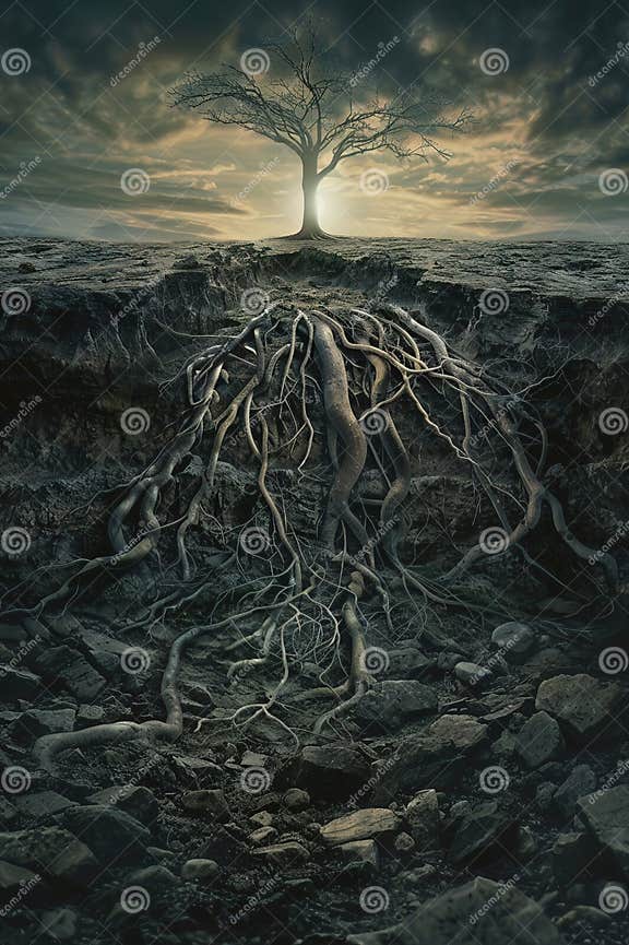 Roots Intertwined with the Foundations of the Earth Drawing Up the ...