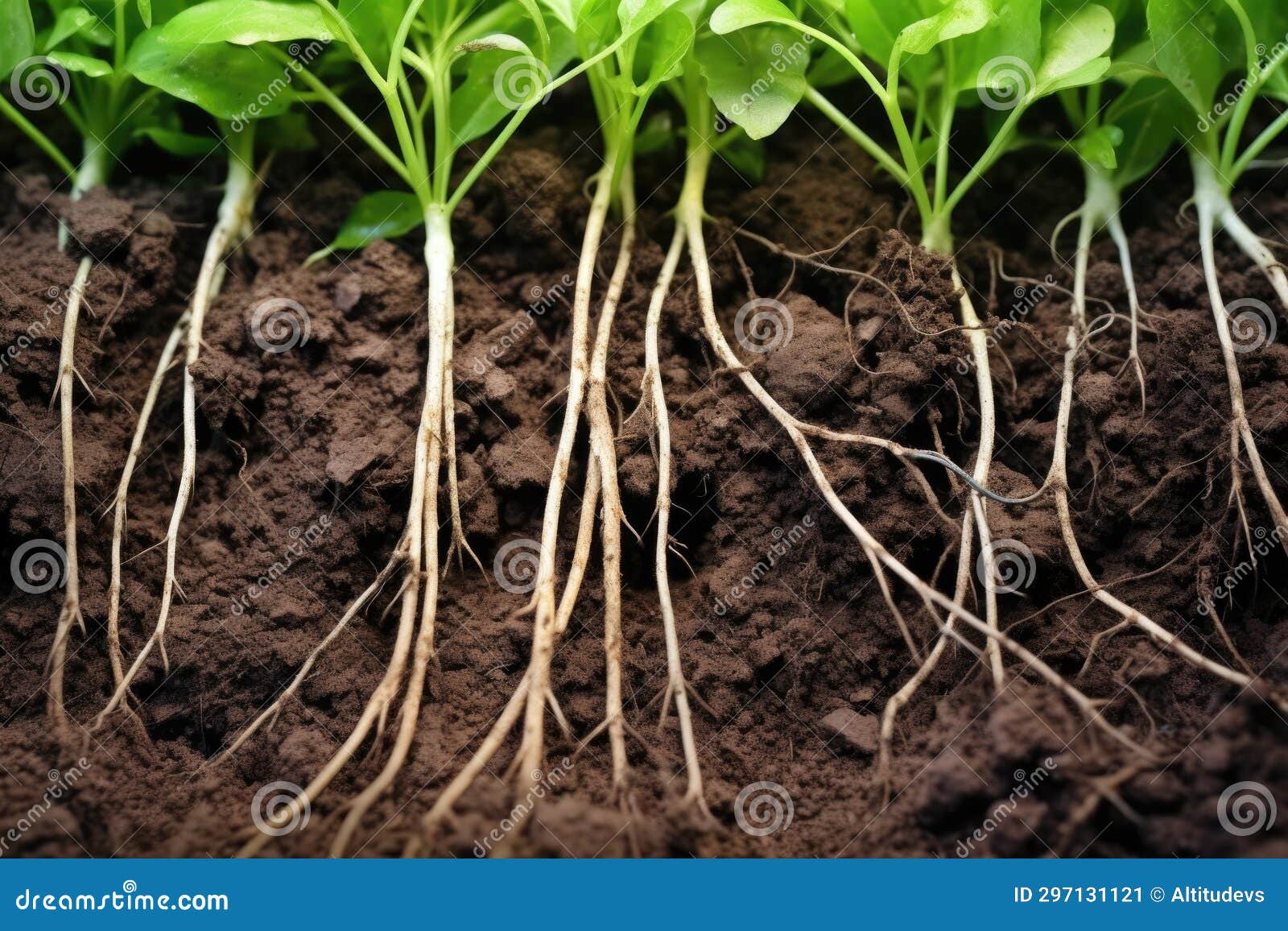 Roots of a Plant Growing in Nutrient-rich Dark Soil Stock Image - Image ...