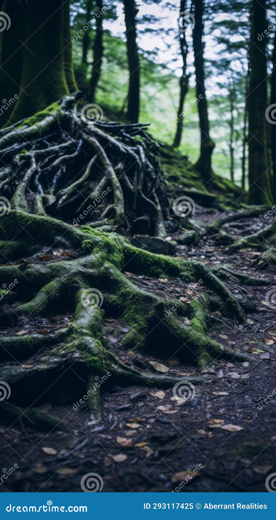 The Roots of a Tree in a Forest Stock Illustration - Illustration of ...