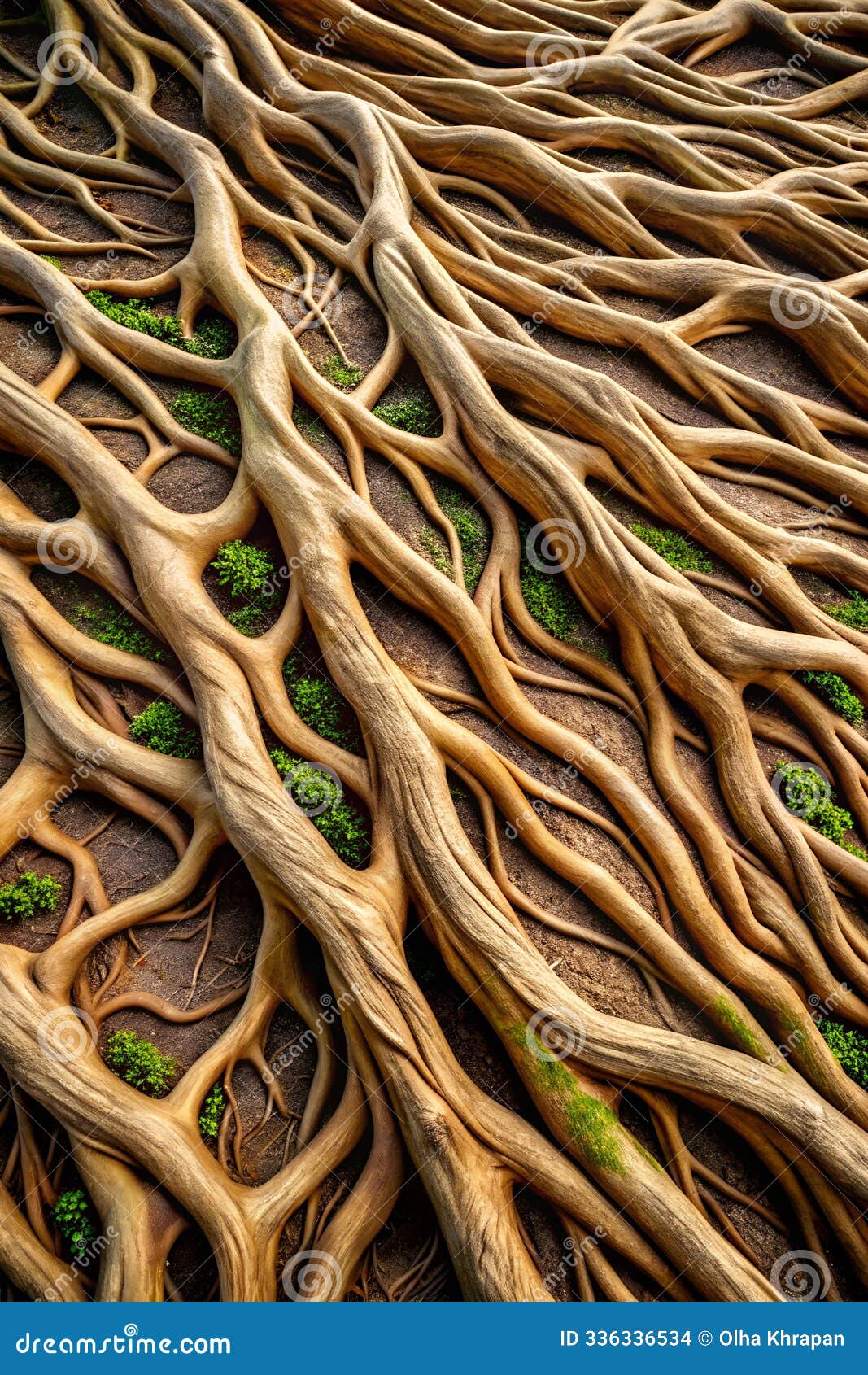 The Roots of the Tree in the Form of a Wave. Abstract Background Stock ...