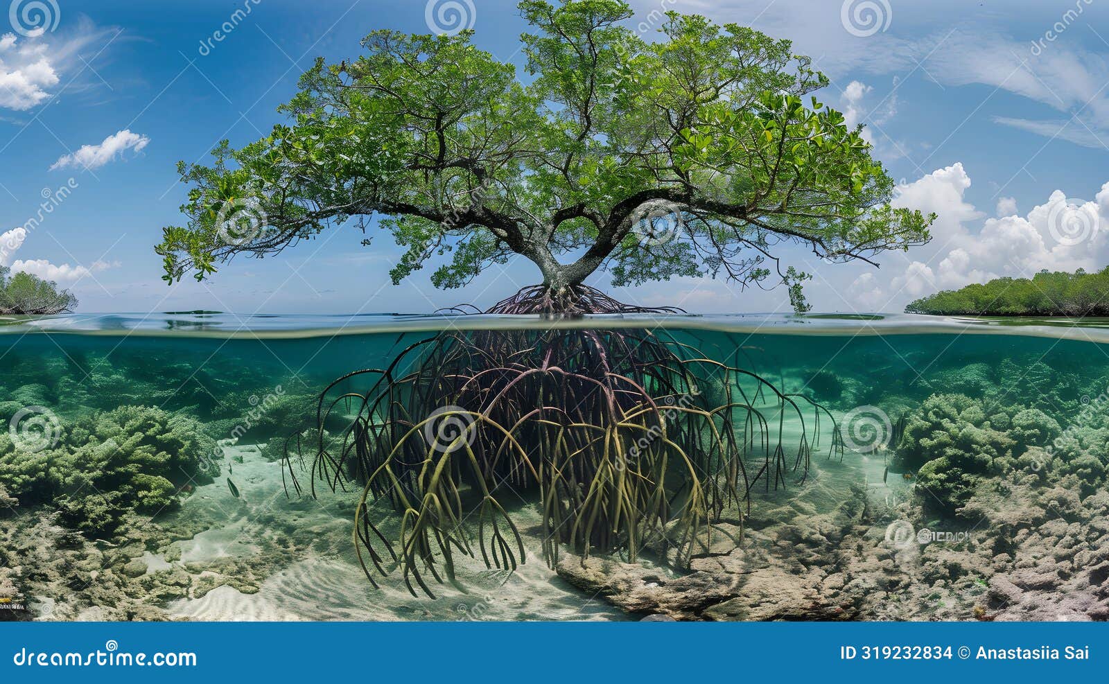 The Roots of the Tree Go Under Water Stock Photo - Image of soil ...