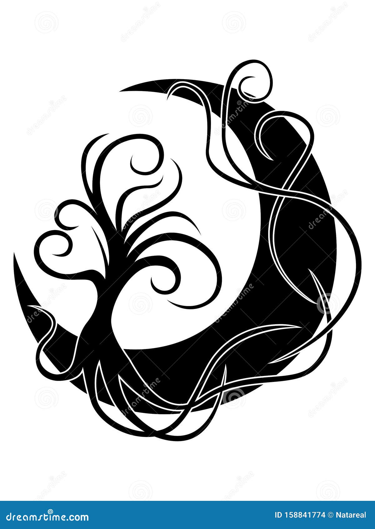 Roots of the Tree Interlace Moon Stock Vector - Illustration of ...