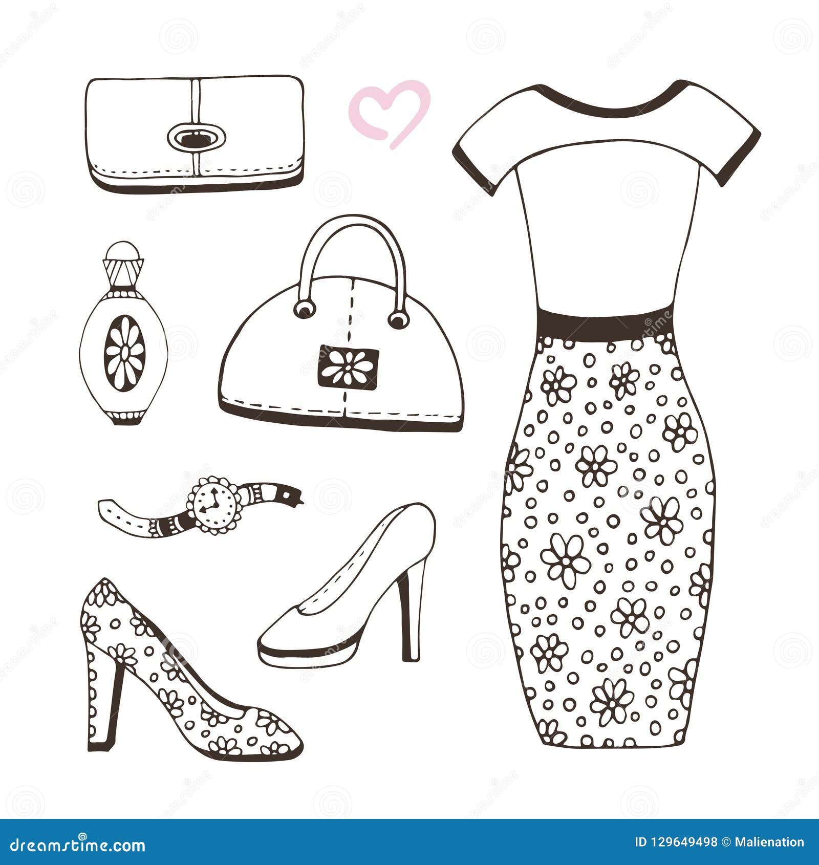 Ropa Del Ejemplo De La Moda Ropa Moderna De La Mujer Colección Con Los Complementos Ropa Del ...