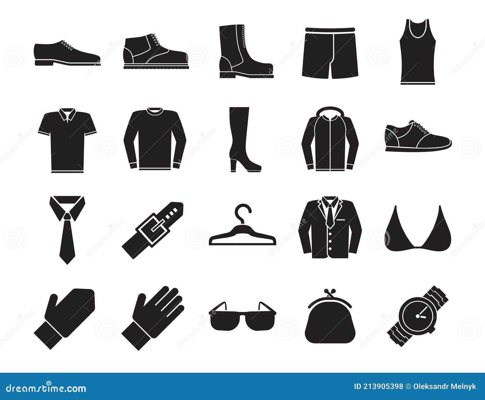 Ropa Moda Iconos Conjunto Sobre Fondo Blanco Ilustración del Vector ...