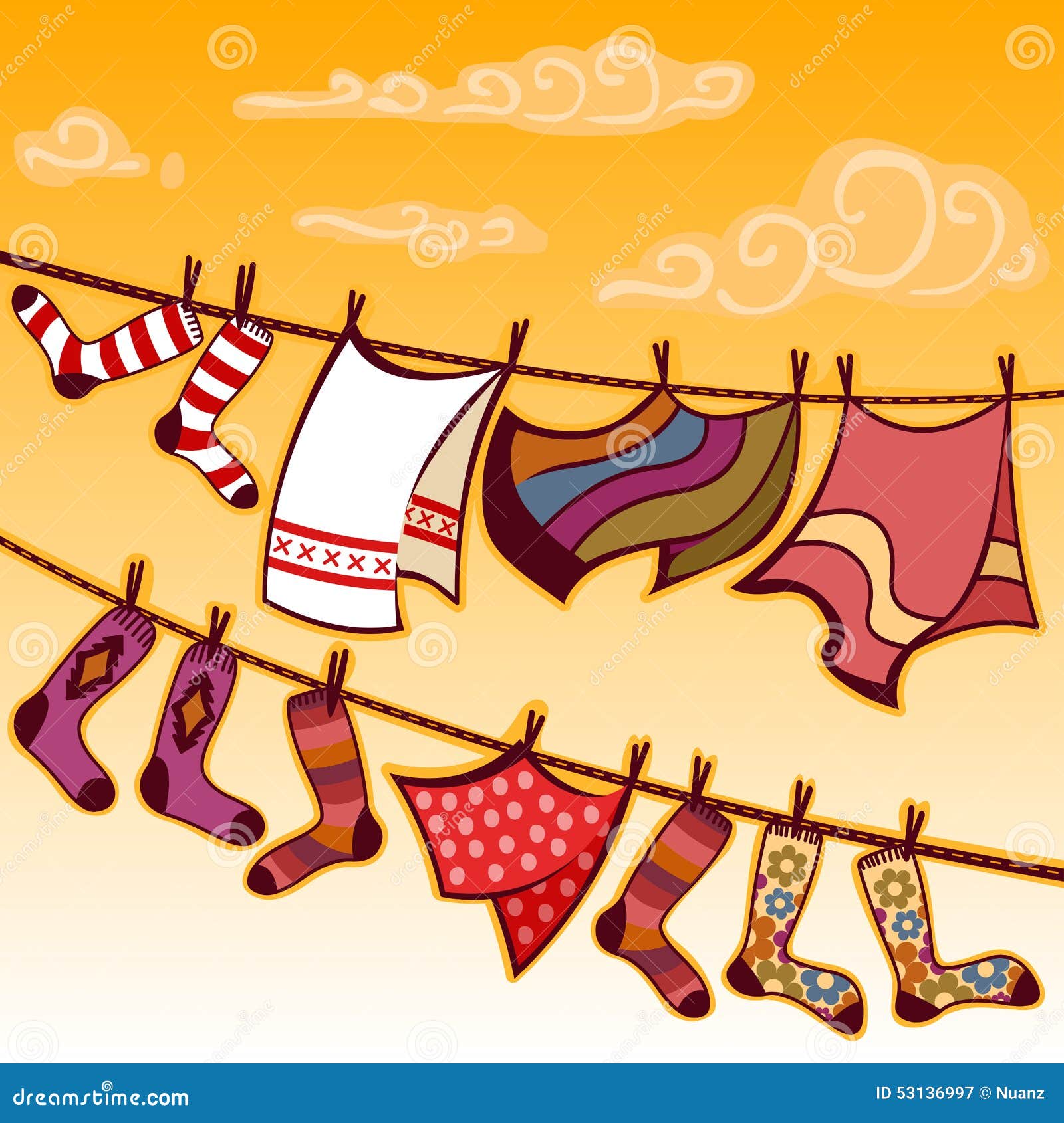 Ropa Que Se Seca Al Aire Libre Ilustración del Vector - Ilustración de ...