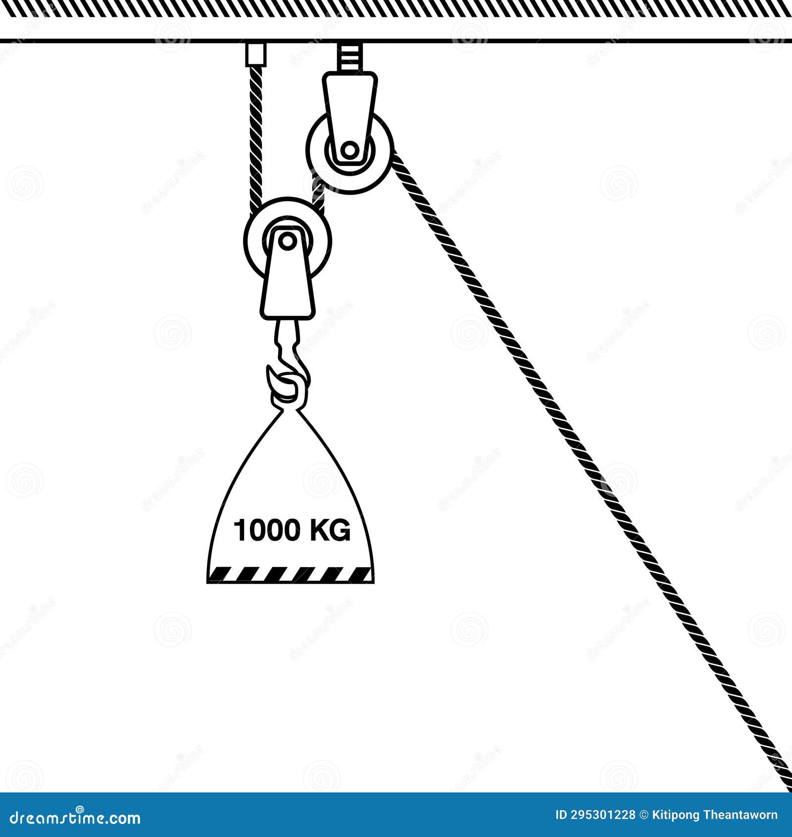Fixed Pulley System Isolated on White Background. Stock Vector ...