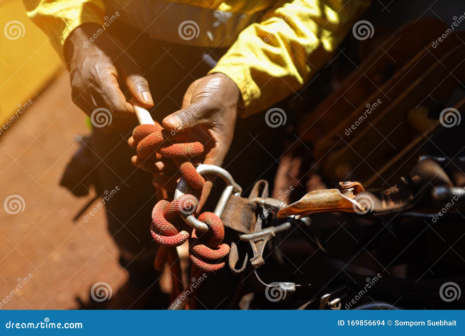 Industry Inspector Worker Hand Inspecting, Tie, Secure a Low Stretch ...