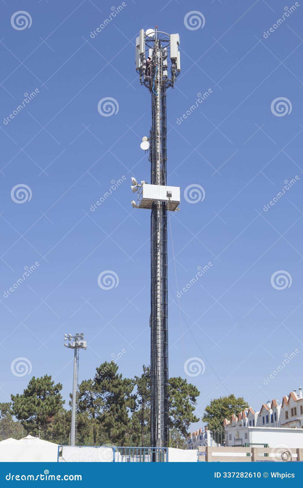Rope Access Technician Working on Cell Tower Stock Photo - Image of ...