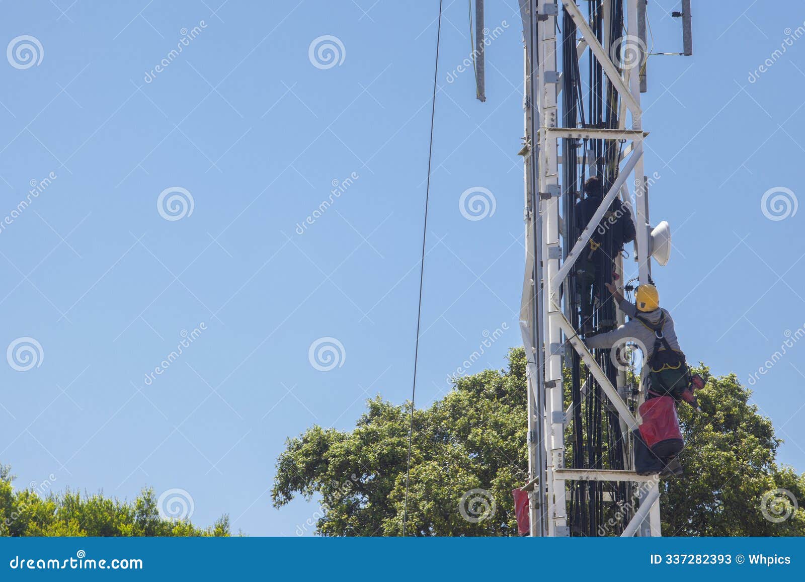 Rope Access Technicians Working On Cell Tower Stock Image ...