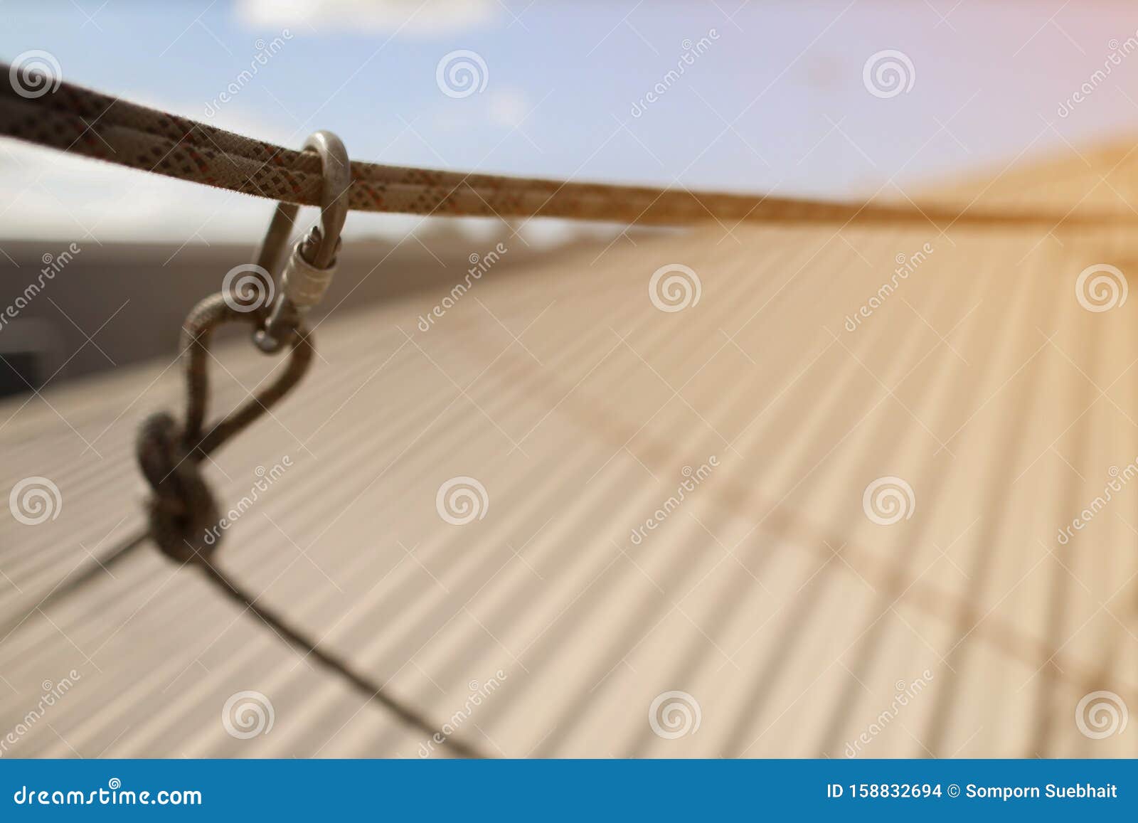 Rope Access Worker Inserting Self Controller Stopper a Fall Arrester ...
