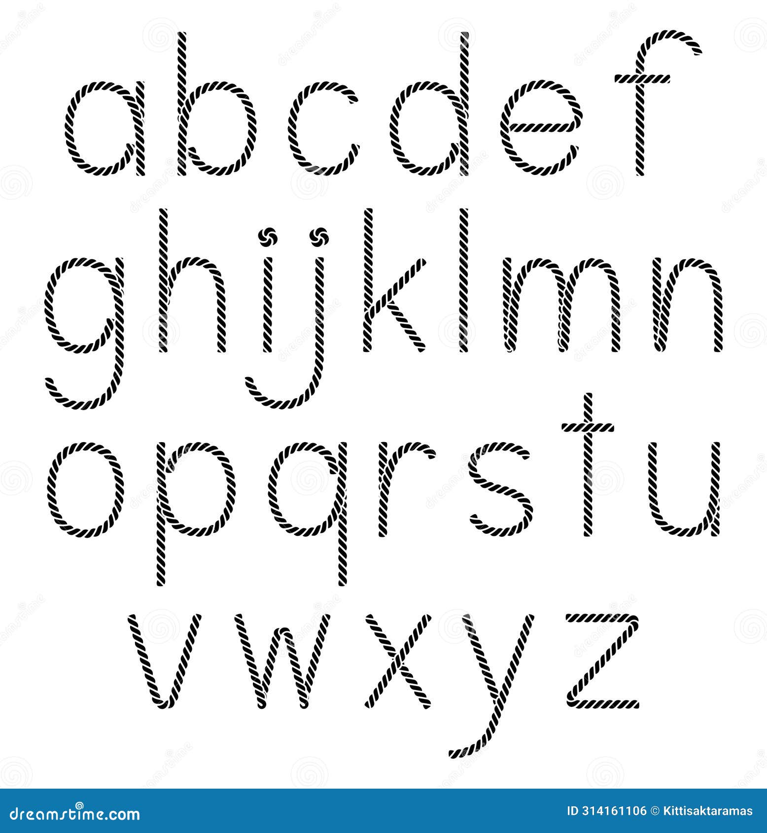 Rope Alphabet Fonts Letters Stock Vector - Illustration of character ...