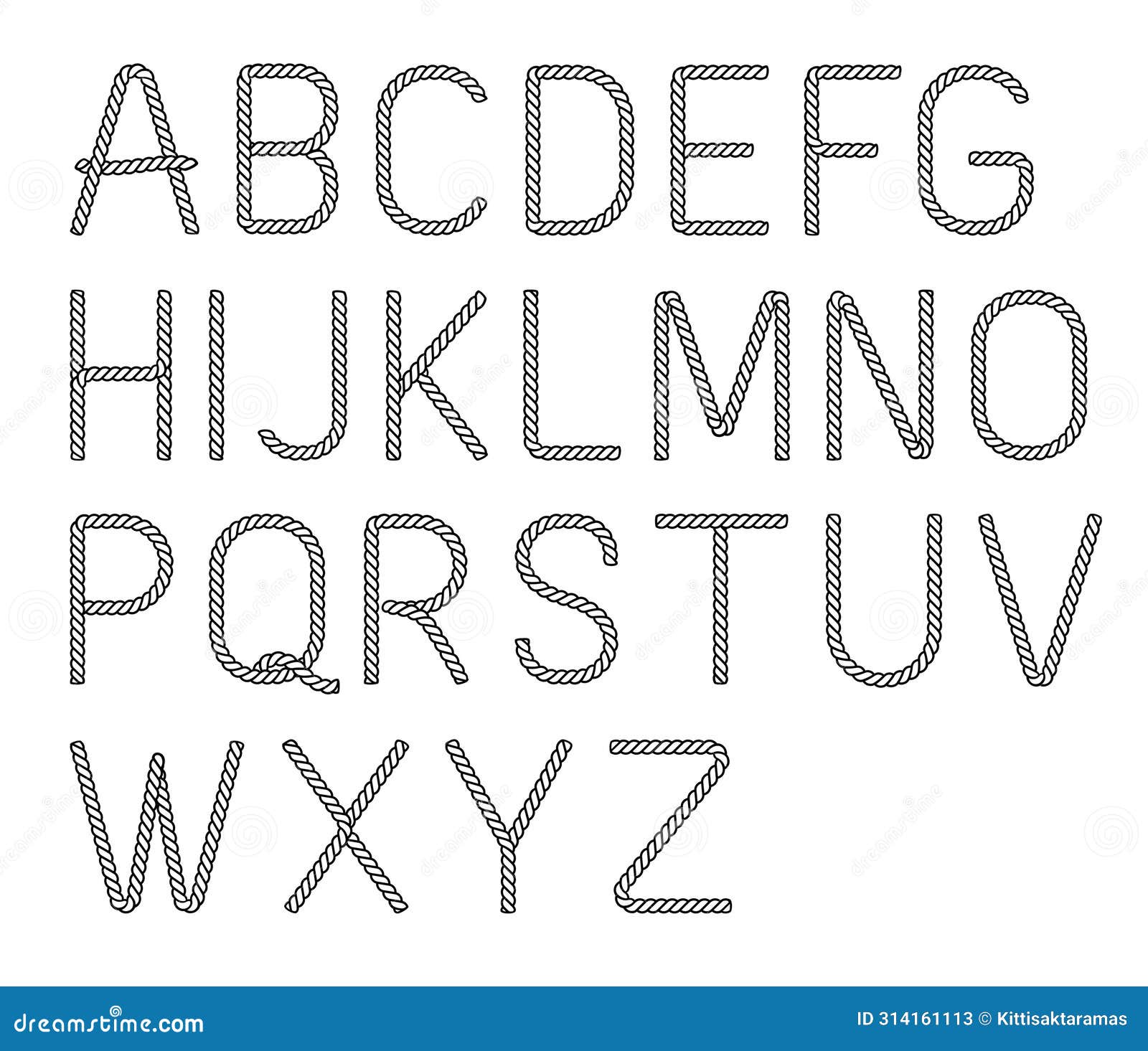Rope Alphabet Fonts Letters Stock Vector - Illustration of vintage ...