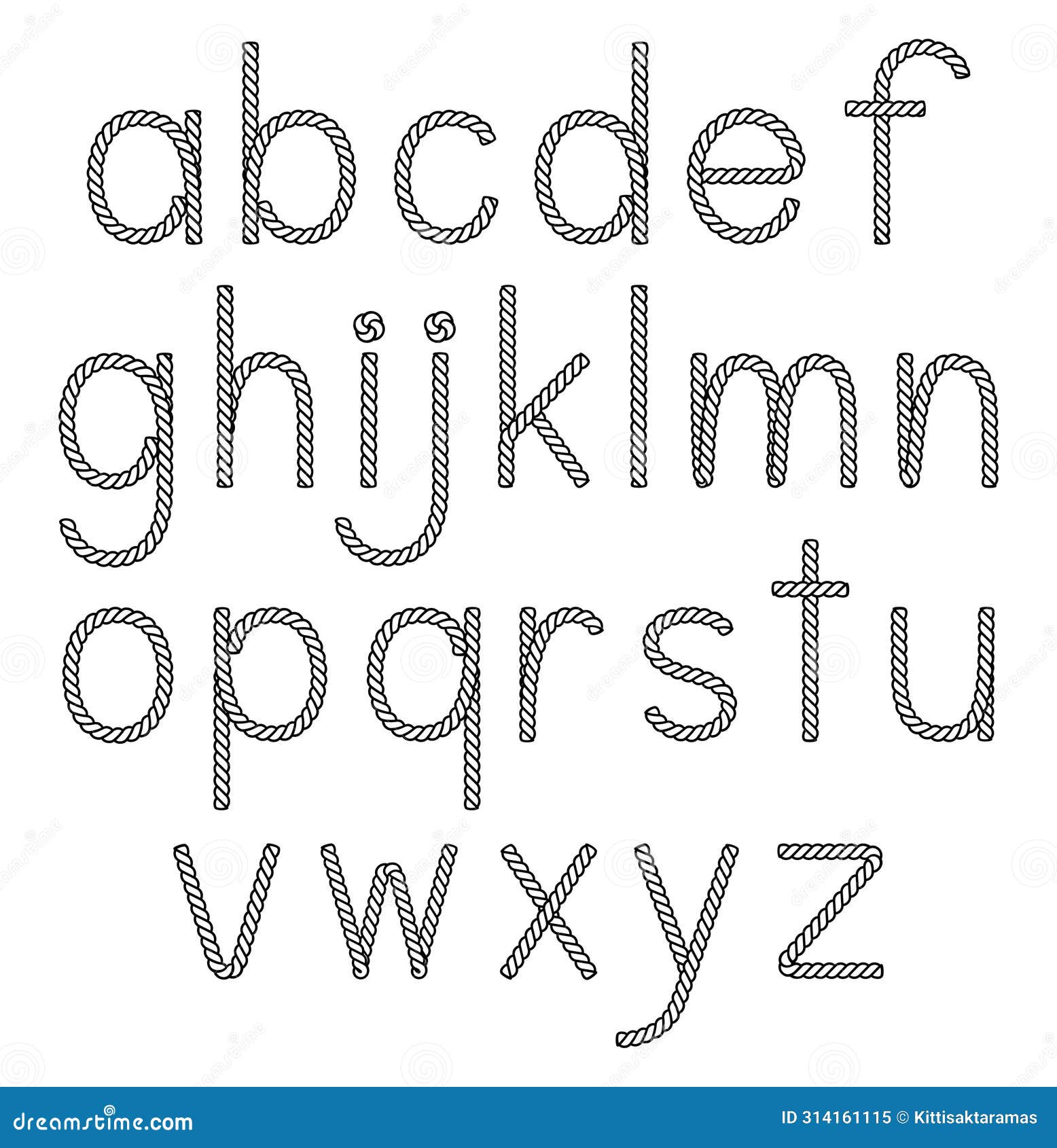 Rope Alphabet Fonts Letters Stock Illustration - Illustration of wave ...