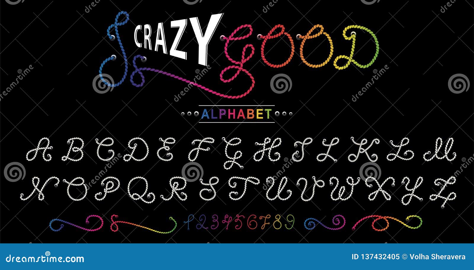 Rope Alphabet. Vector Font. Creative Alphabet. Exclusive Letters ...