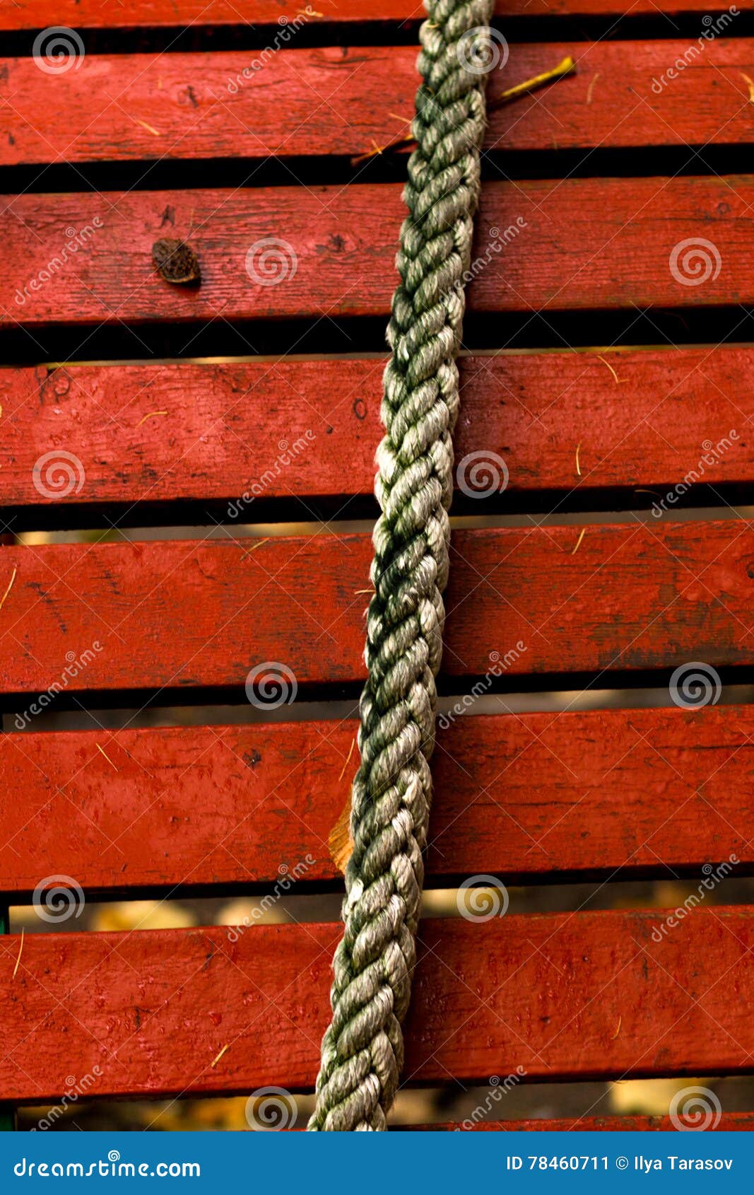 Rope on a Background of Red Boards. Stock Image - Image of boards ...
