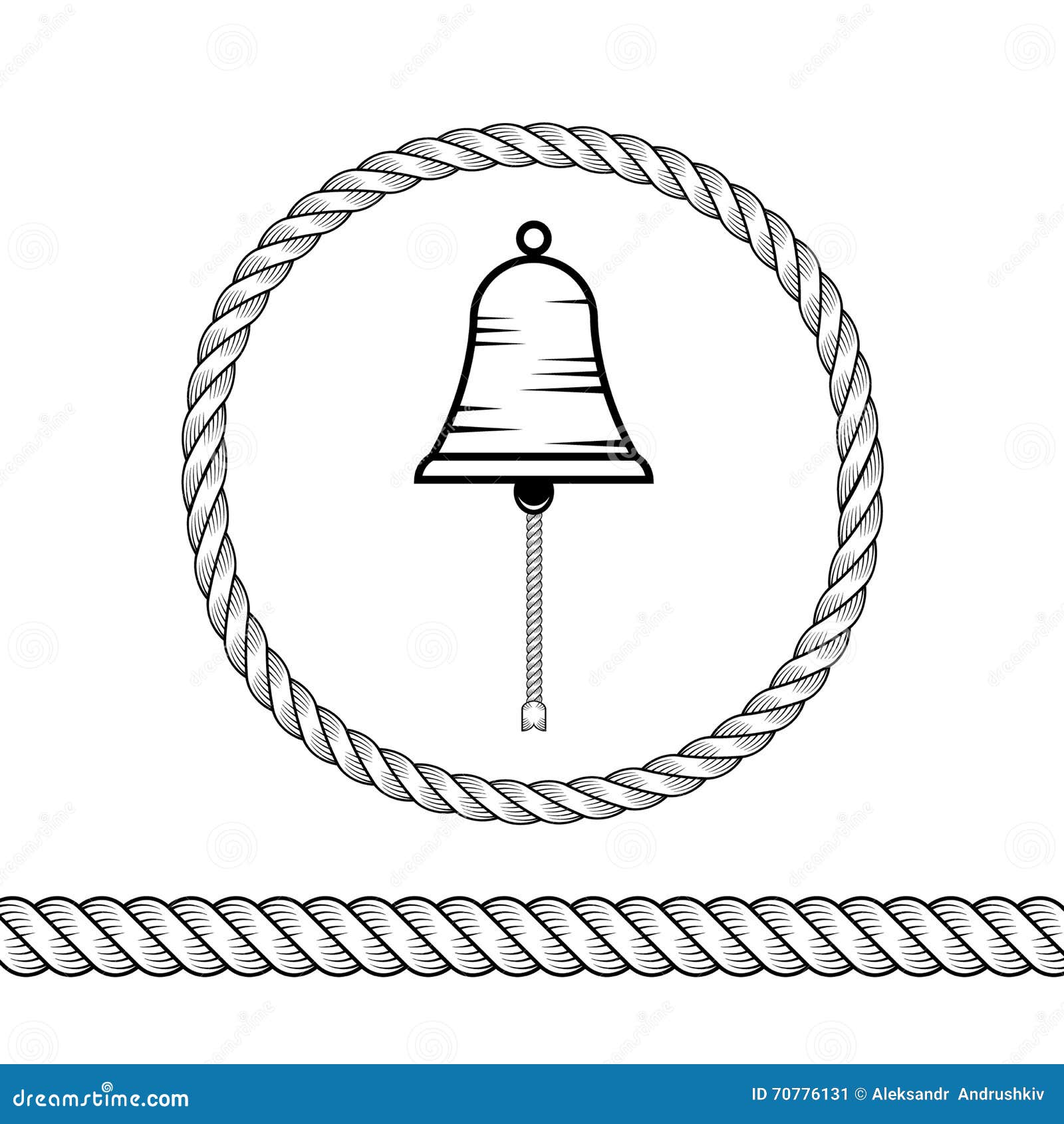 Rope and bell. stock vector. Illustration of ocean, bell - 70776131