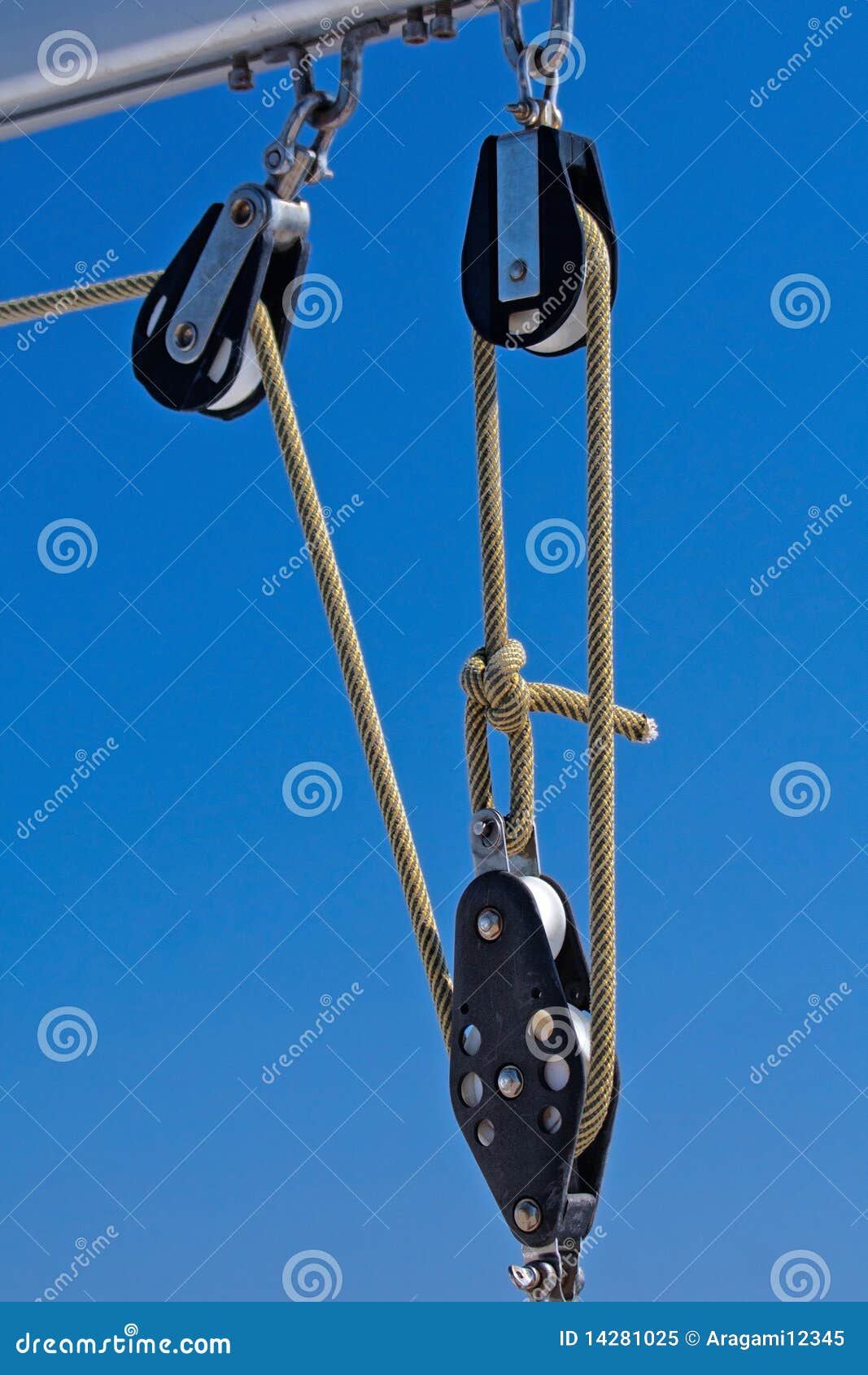 Rope on blocks stock image. Image of brown, equipment - 14281025
