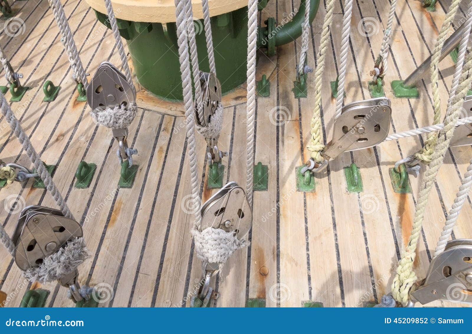 Rope on blocks stock photo. Image of metal, cable, boat - 45209852