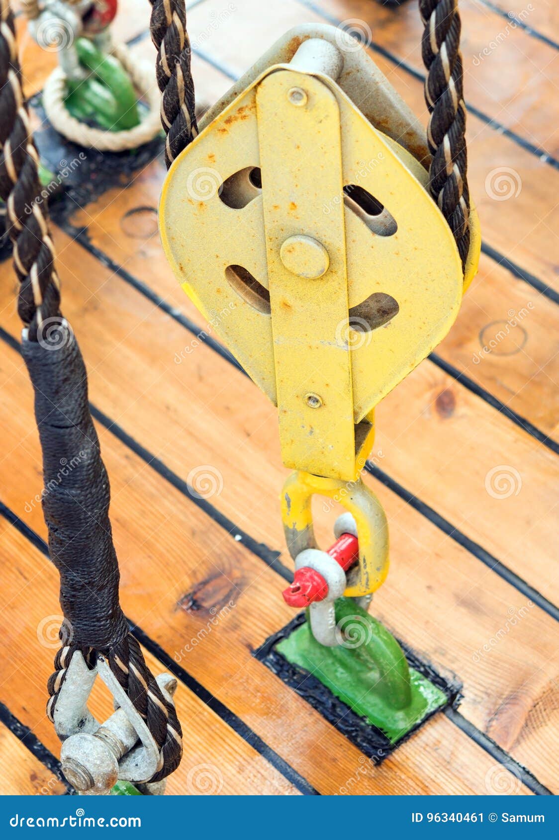 Rope on blocks stock image. Image of rigging, cable, horizontal - 96340461
