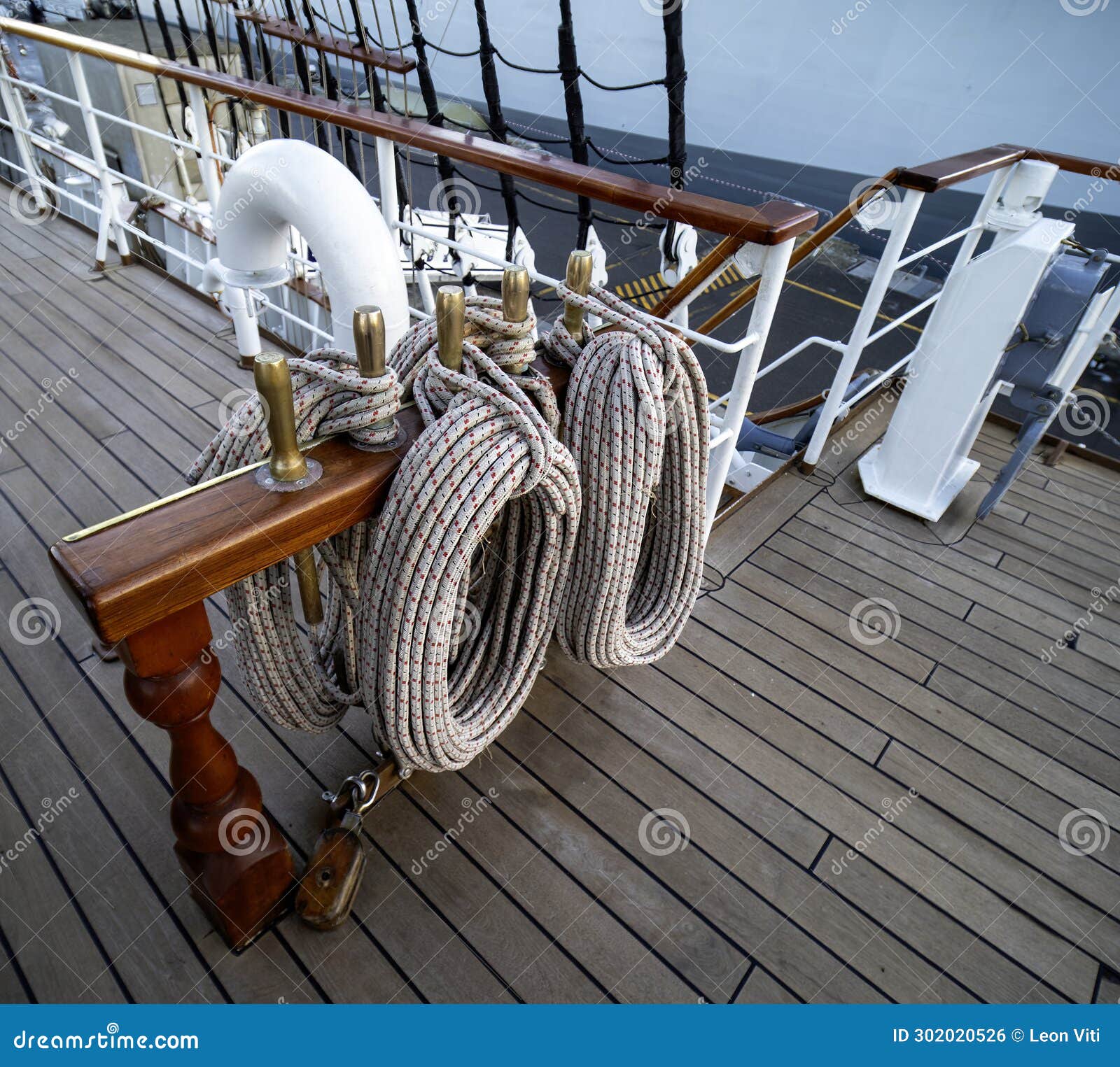 Rope on Board a Old Sailing Boat Stock Photo - Image of nautical ...