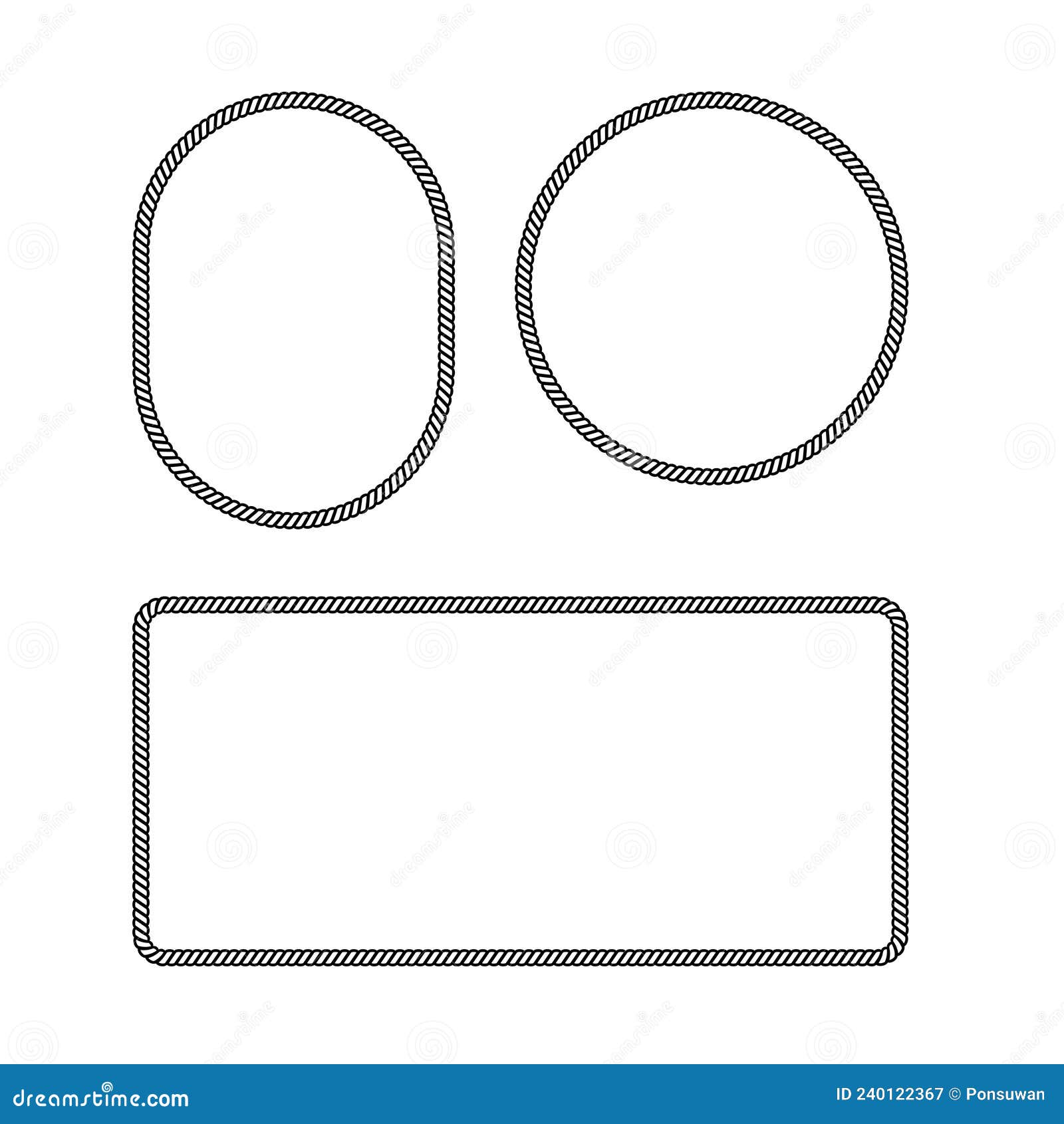 Rope Boarder Circle Pattern Frame Vector Illustration Set Stock Vector ...