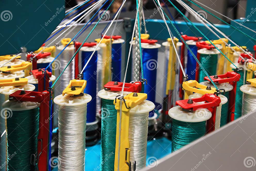 Rope braiding machine stock photo. Image of fabric, bobbin - 67377388