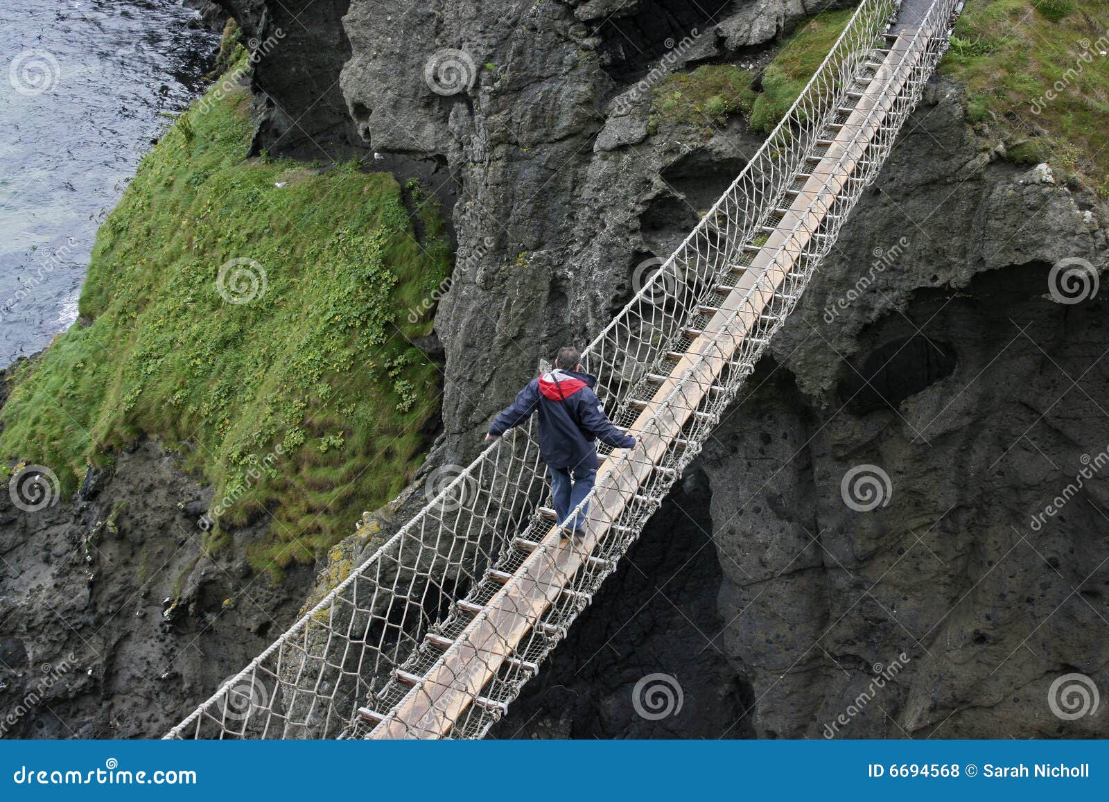 Rope Bridge stock photo. Image of water, rocks, coast - 6694568