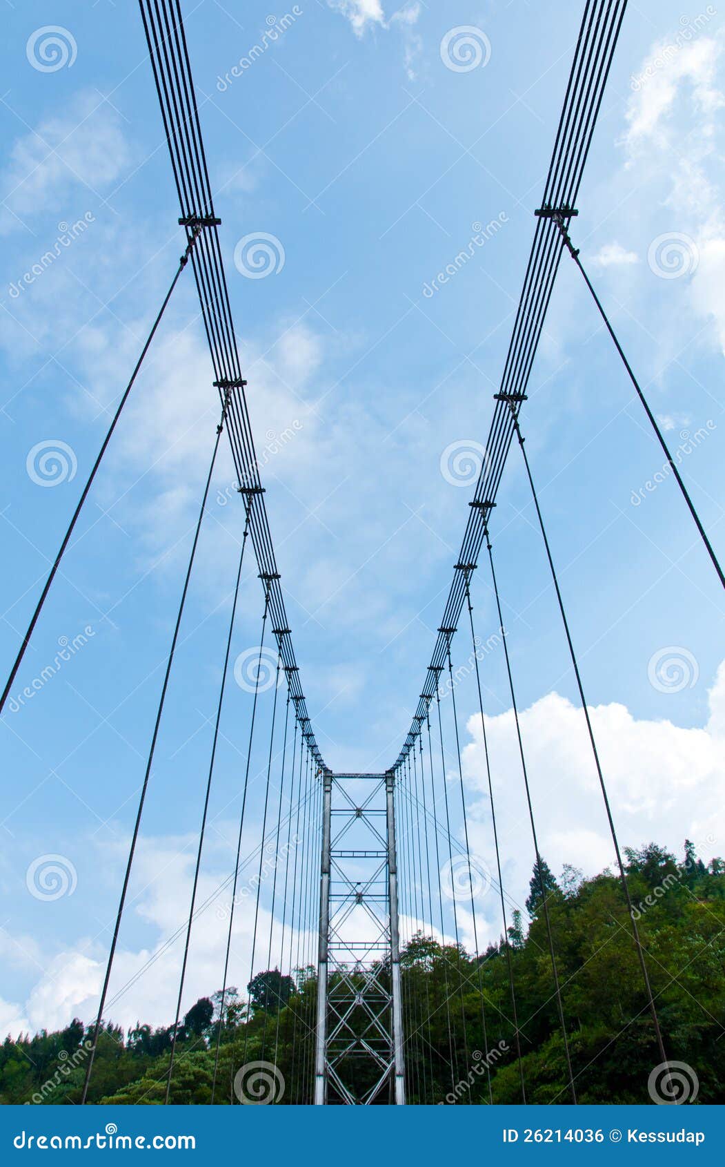 Rope Bridge with Blue Sky in Pelling Stock Photo - Image of passage ...