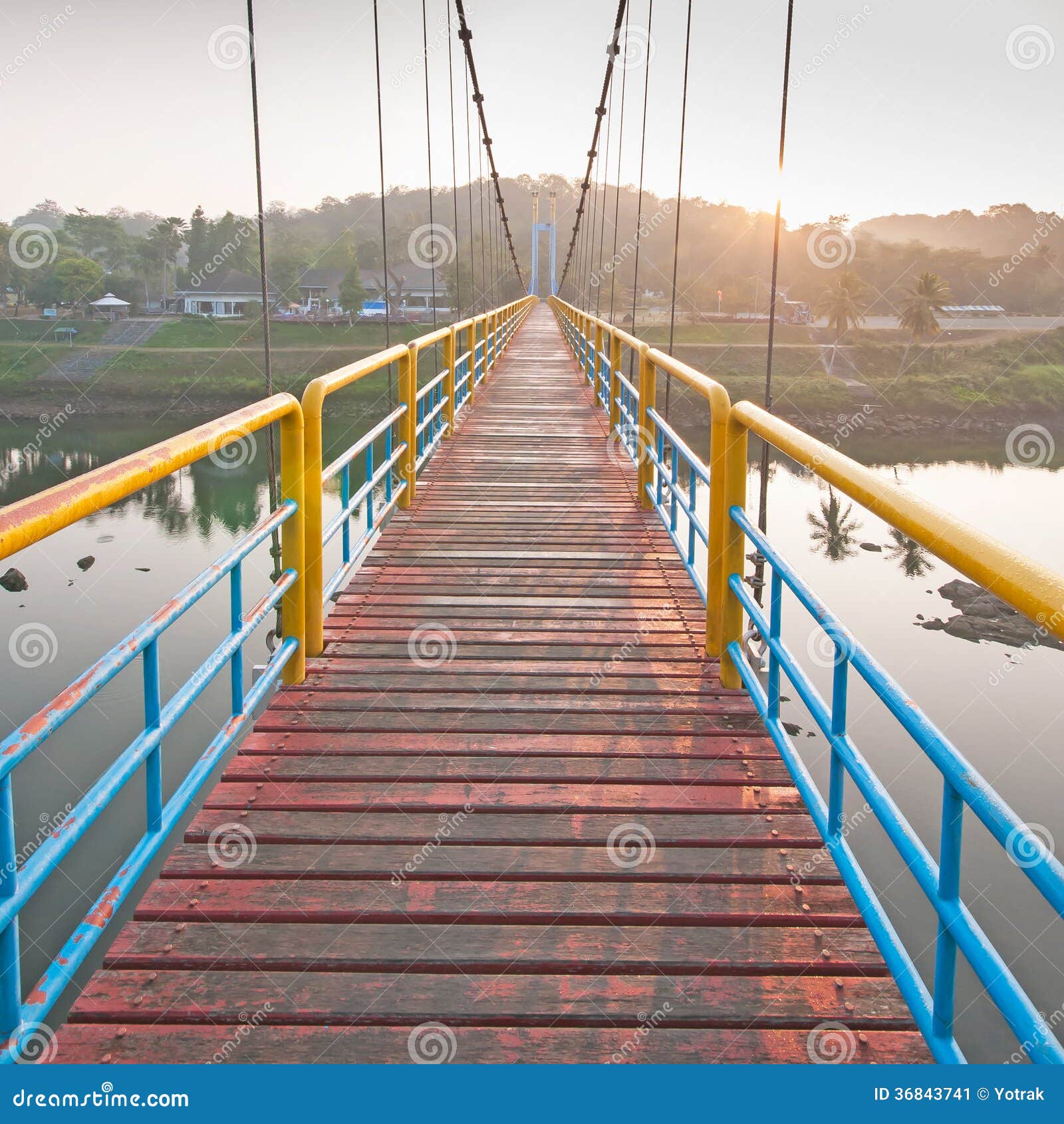 The Rope Bridge Direct To Another Side Stock Image - Image of adventure ...