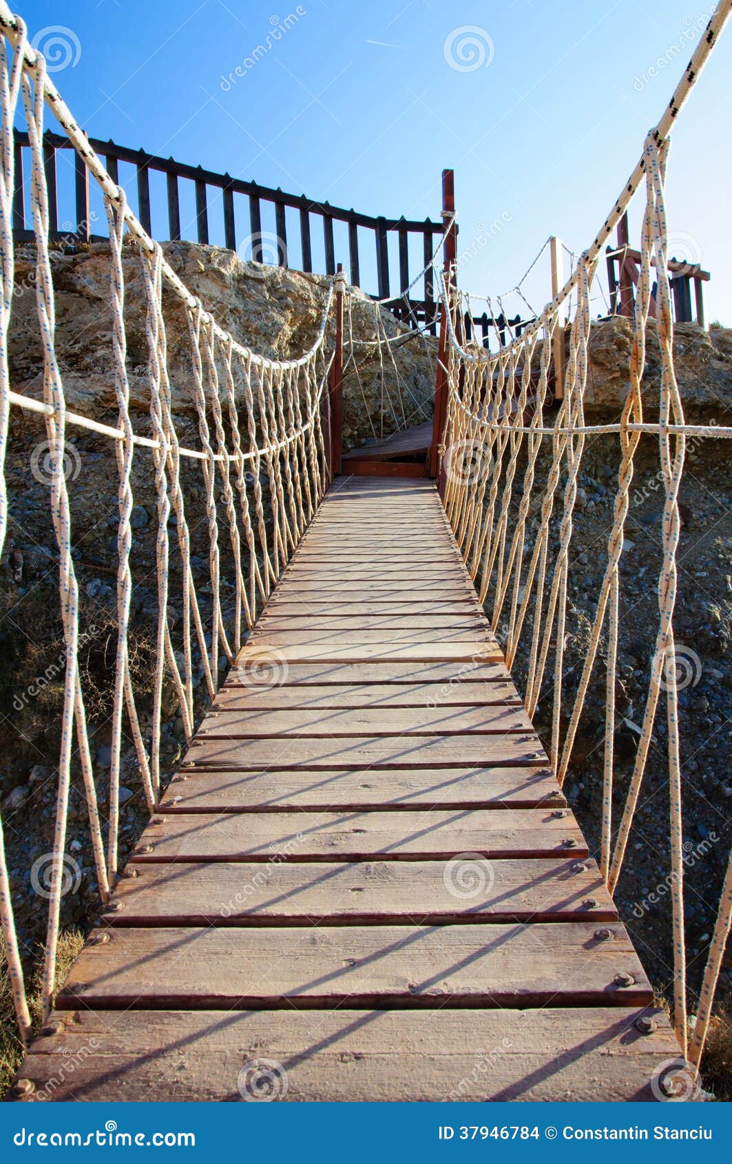 Rope Bridge Made Of Wooden Planks Stock Images - Image: 37946784