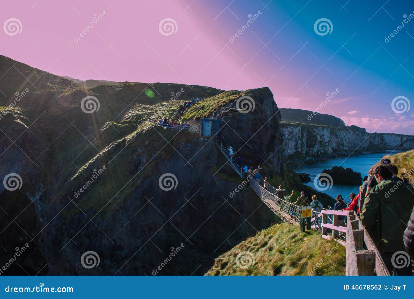 Rope Bridge in North Ireland Stock Photo - Image of people, ireland ...