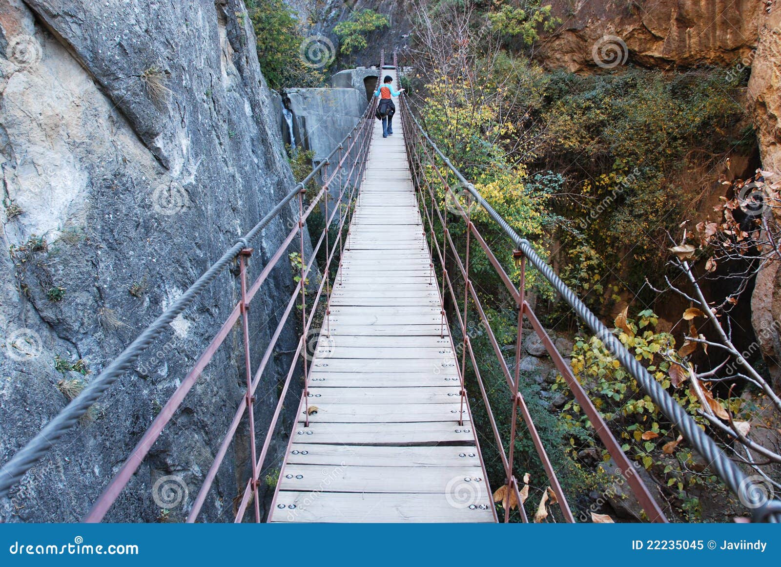 Rope Bridge Over a Canyon in Cahorros Stock Image - Image of unstable ...