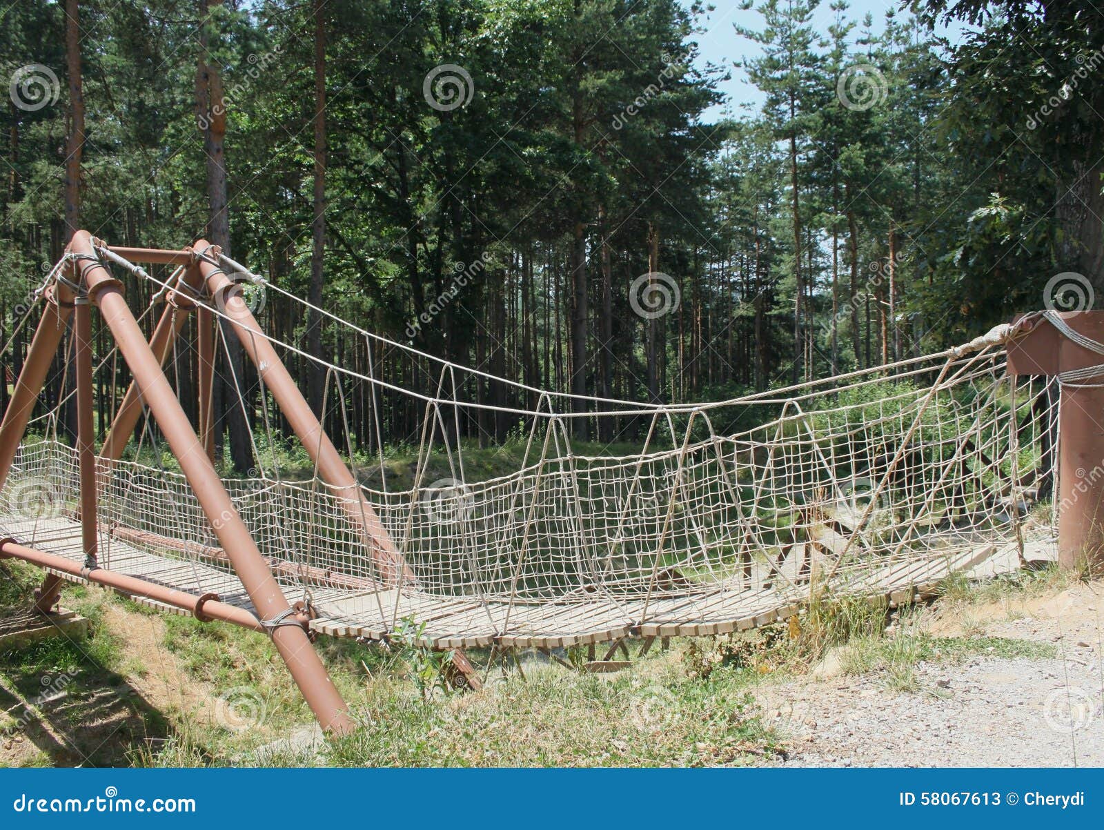 Rope bridge stock image. Image of grass, high, design - 58067613