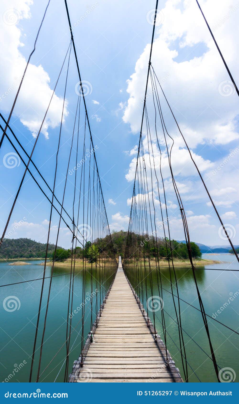 Rope Bridge To Island and Sky Stock Image - Image of suspended, hiking ...
