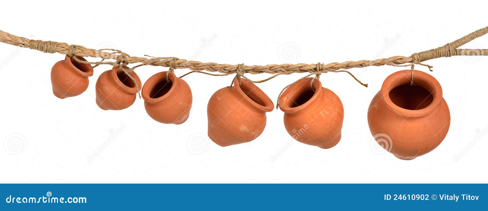 Rope with clay pots stock photo. Image of handmade, homemade - 24610902