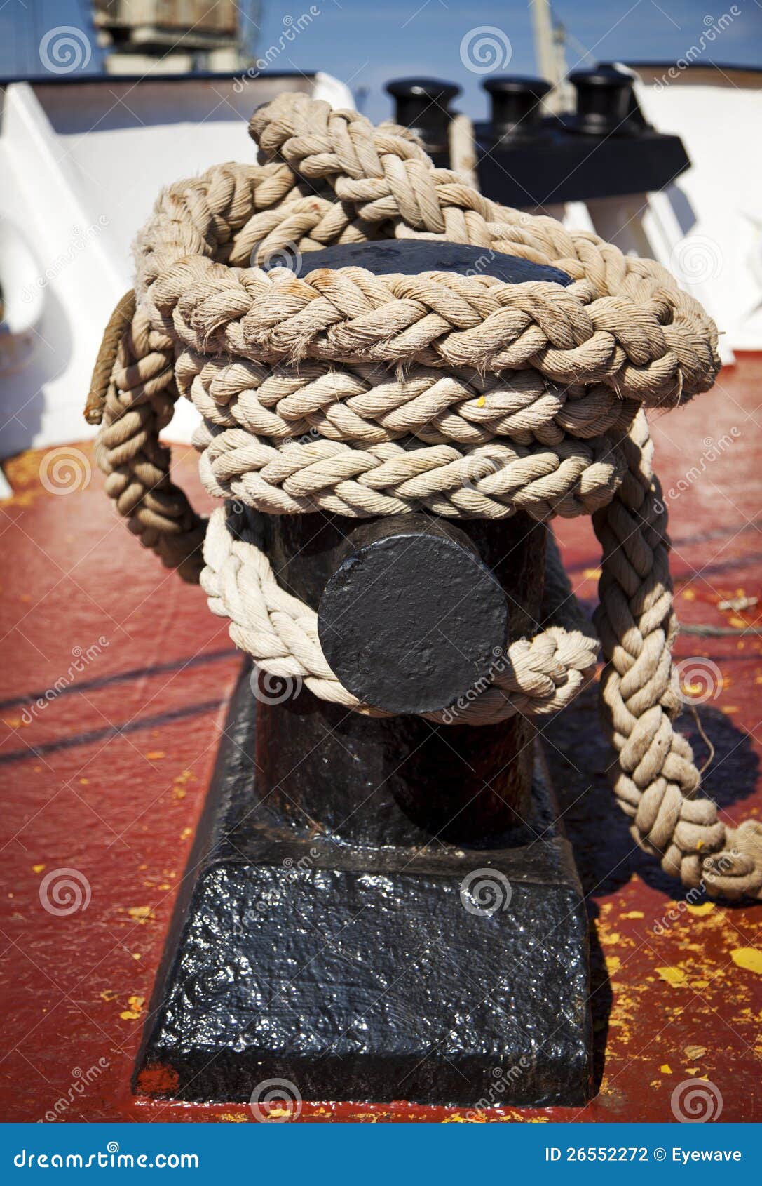 Rope on cleat stock photo. Image of clamp, nautical, fibre - 26552272