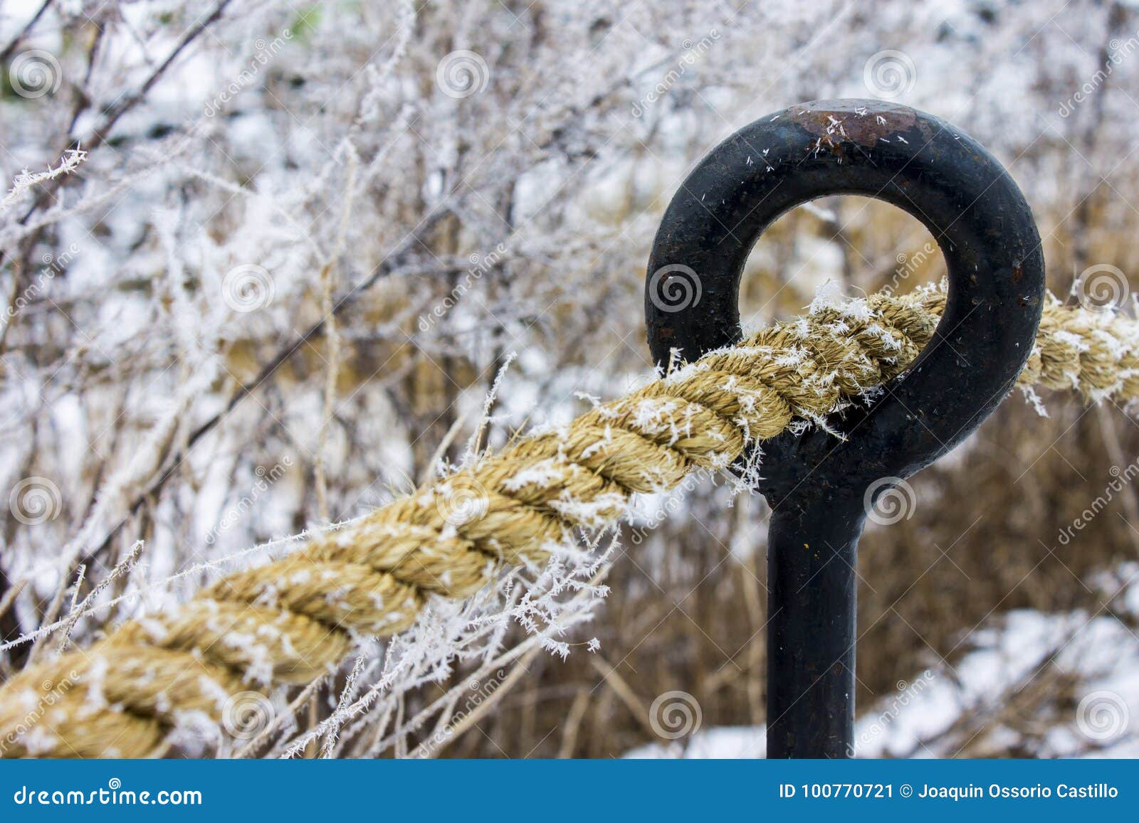 Rope covered in snow stock image. Image of circle, rope - 100770721