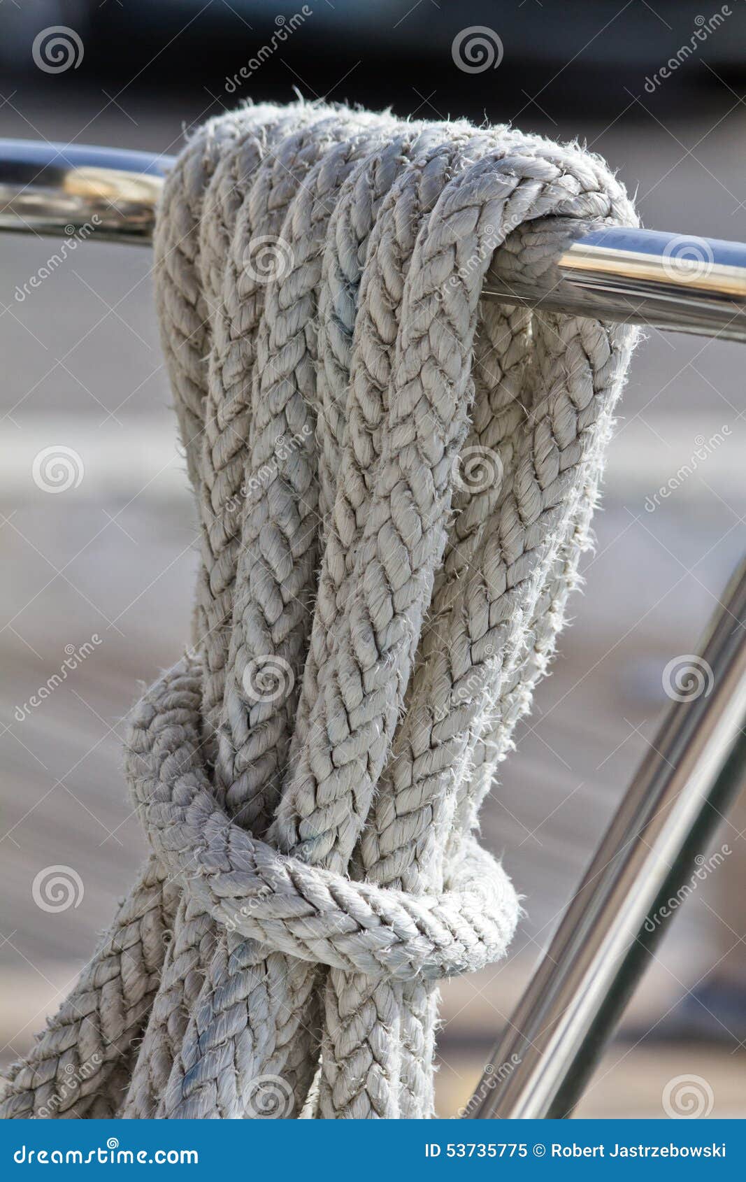 Rope on the Deck of Sailing Yacht Stock Image - Image of macro ...