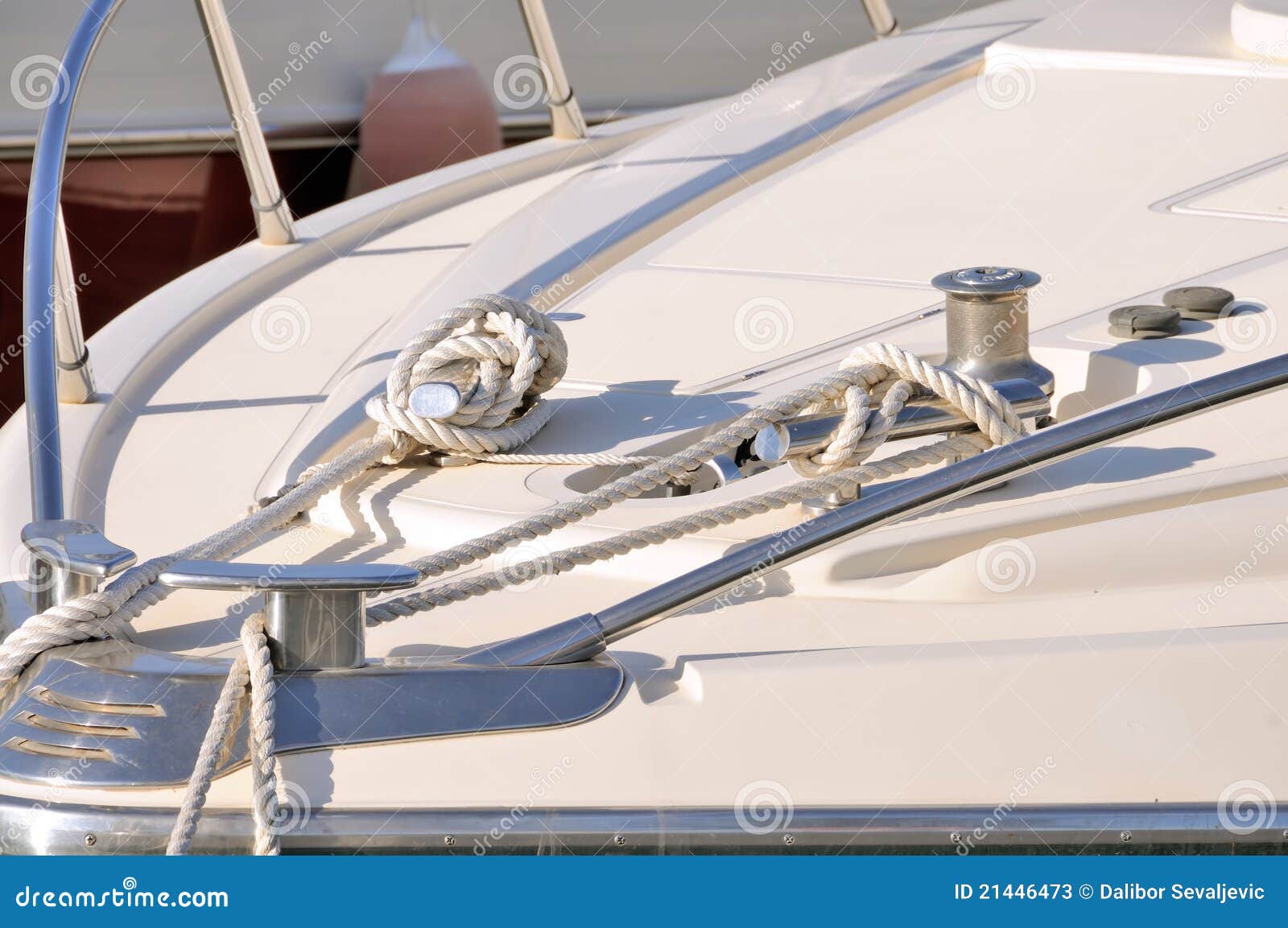 Rope on deck of the yacht stock image. Image of nautical - 21446473