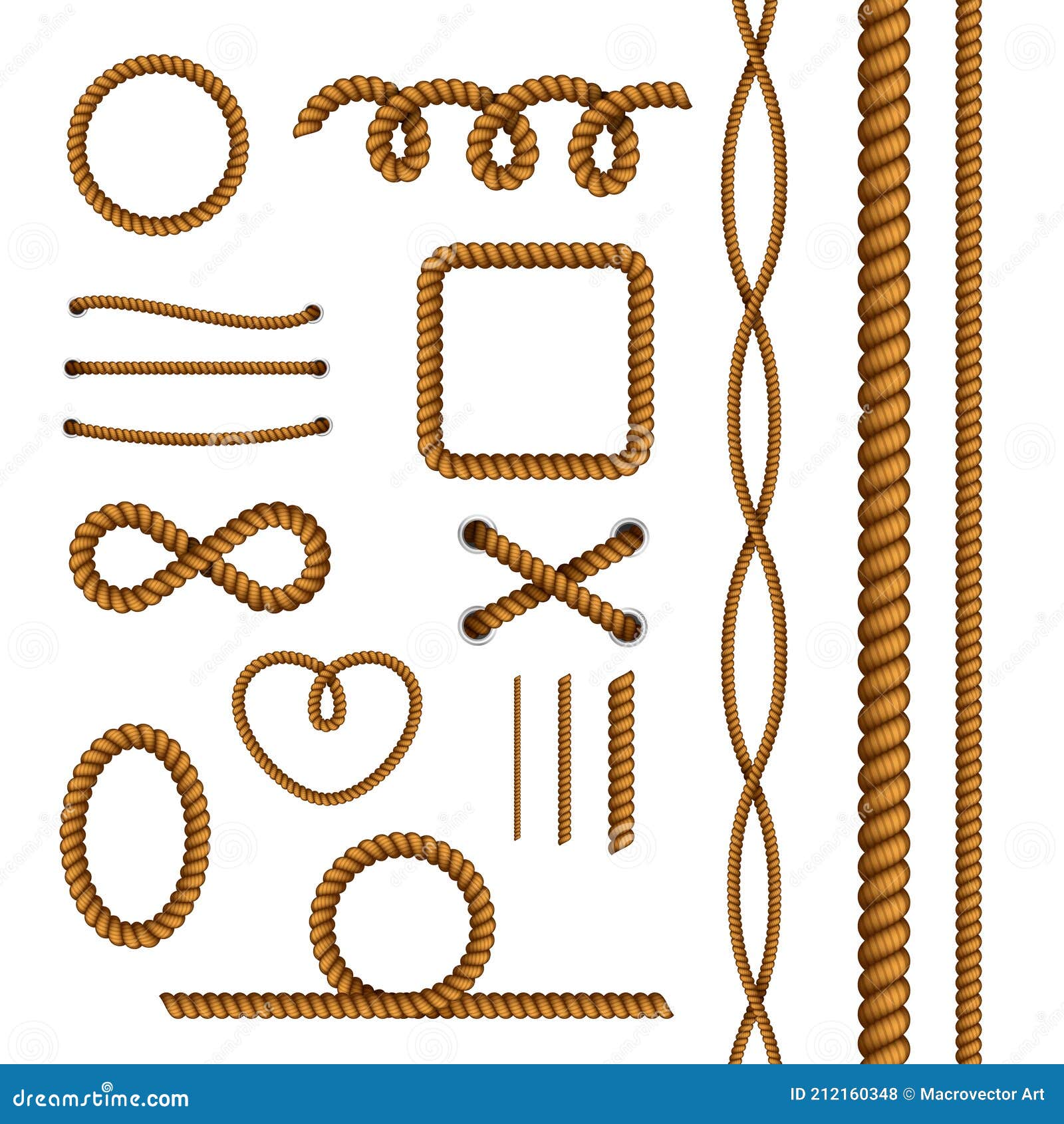Rope Decorations Realistic Set Stock Vector - Illustration of detail ...