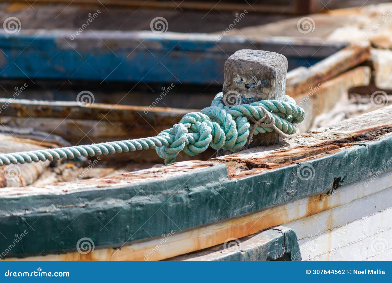 Rope on the dock stock photo. Image of close, water - 307644562
