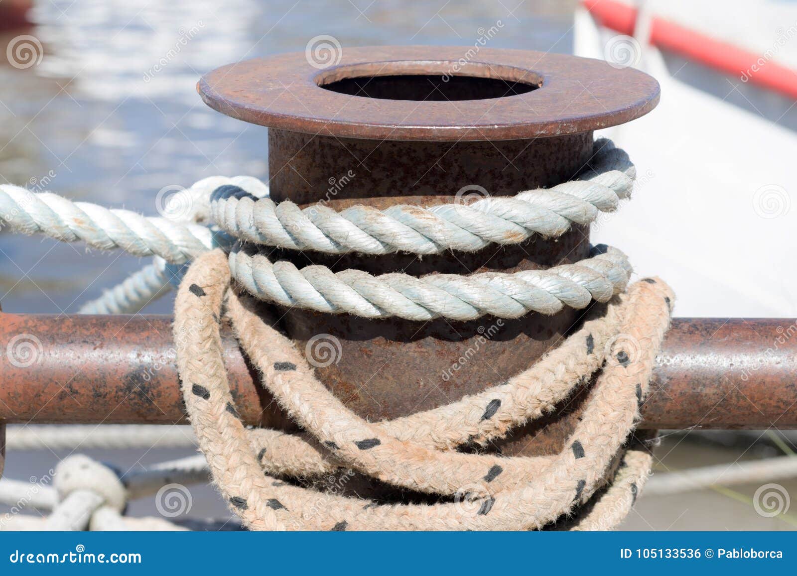 Rope Docking Ship in Shipyard Stock Photo - Image of business, oxid ...