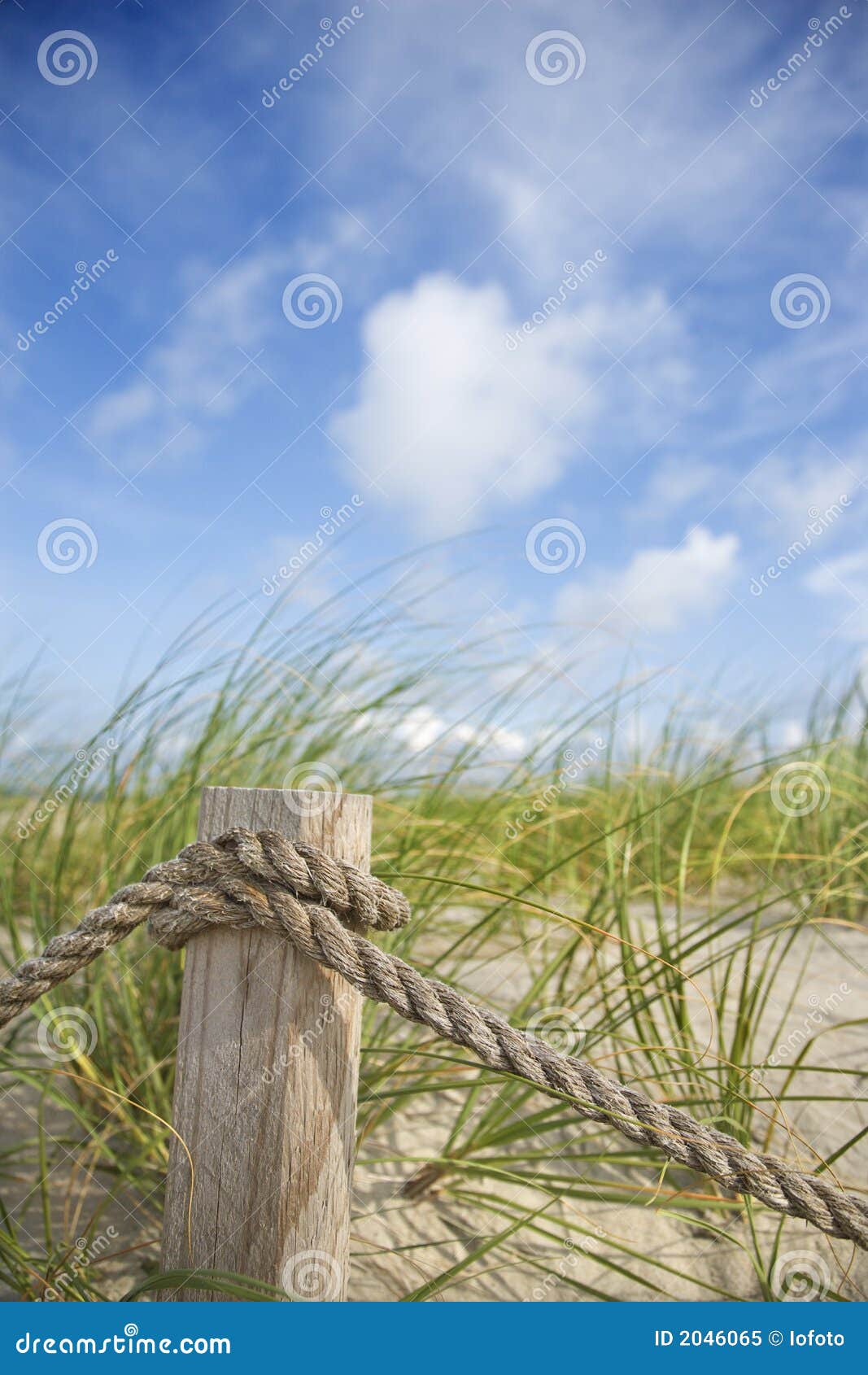 Rope fence on beach. stock image. Image of nature, dune - 2046065