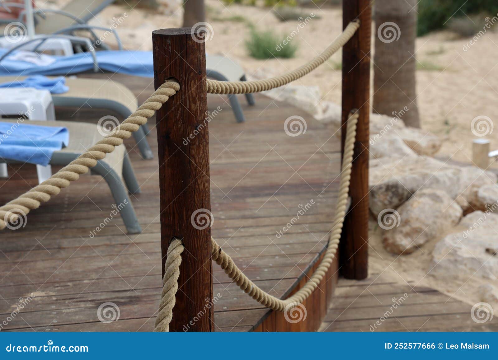 Rope Fences on the Sandy Beach Stock Photo - Image of coast, striped ...