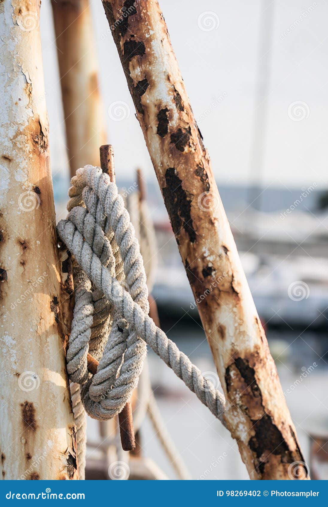 Rope on a Fishing Ship Mounted on a Pole Stock Photo - Image of line ...