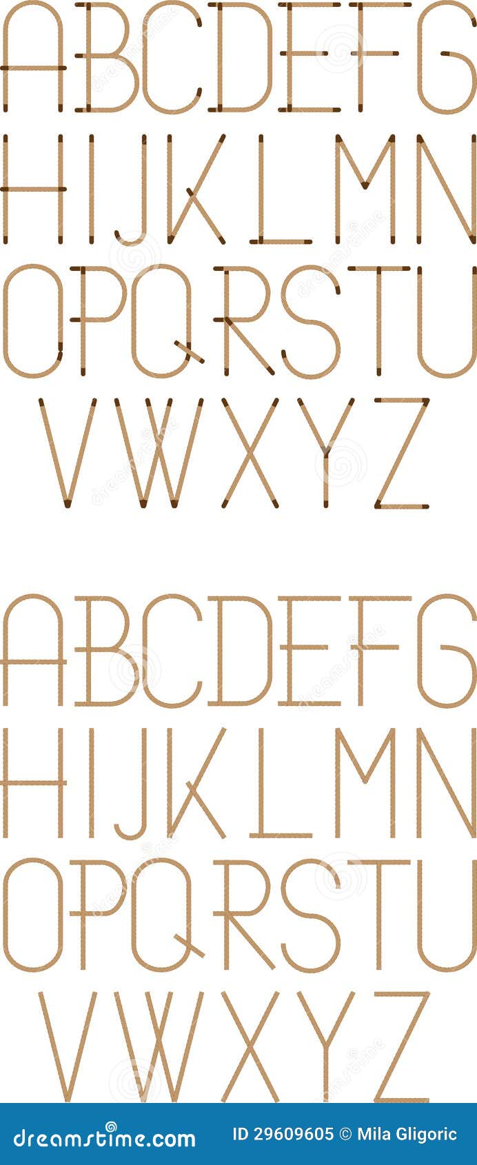 Rope Font, Nautical Hand Written Letters Vector Illustration ...