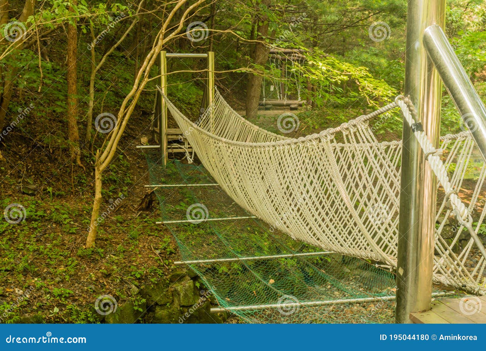 Rope Footbridge Part of Obstacle Course Stock Photo - Image of ...