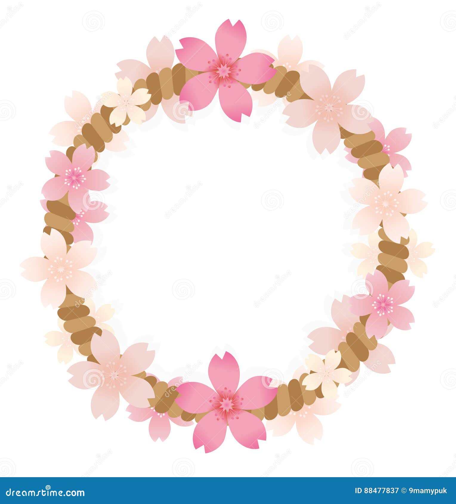Rope frame of pink blossom stock vector. Illustration of decoration ...