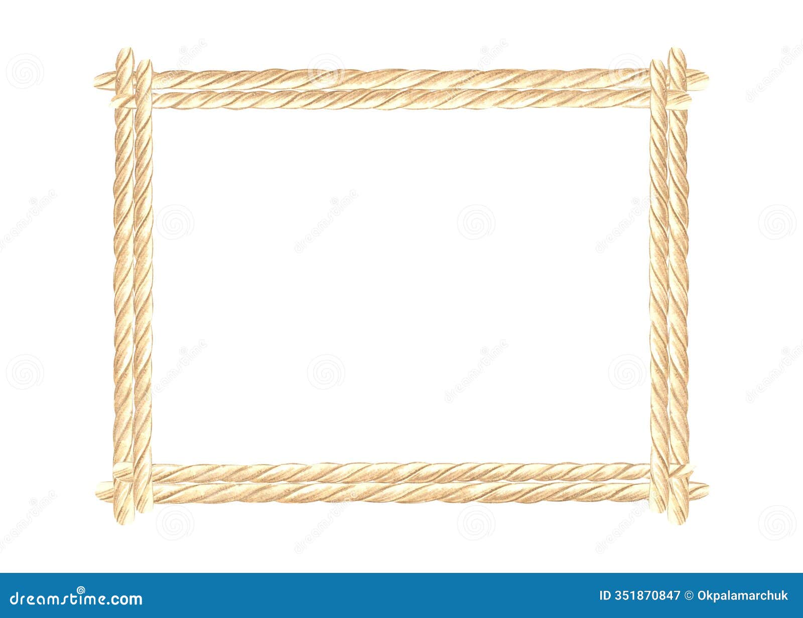 Rope Frame Rectangular. Hand Drawn Watercolor Illustration Isolated ...